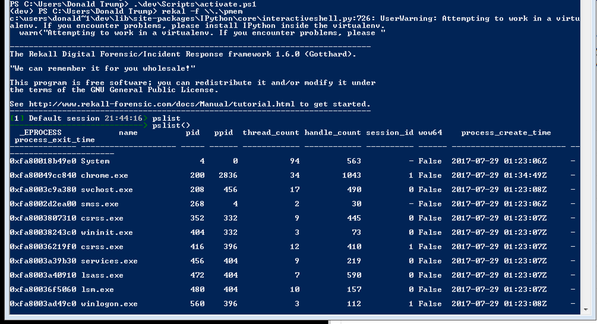 Rekall memory analysis framework for Windows, Linux, and Mac OSX ...